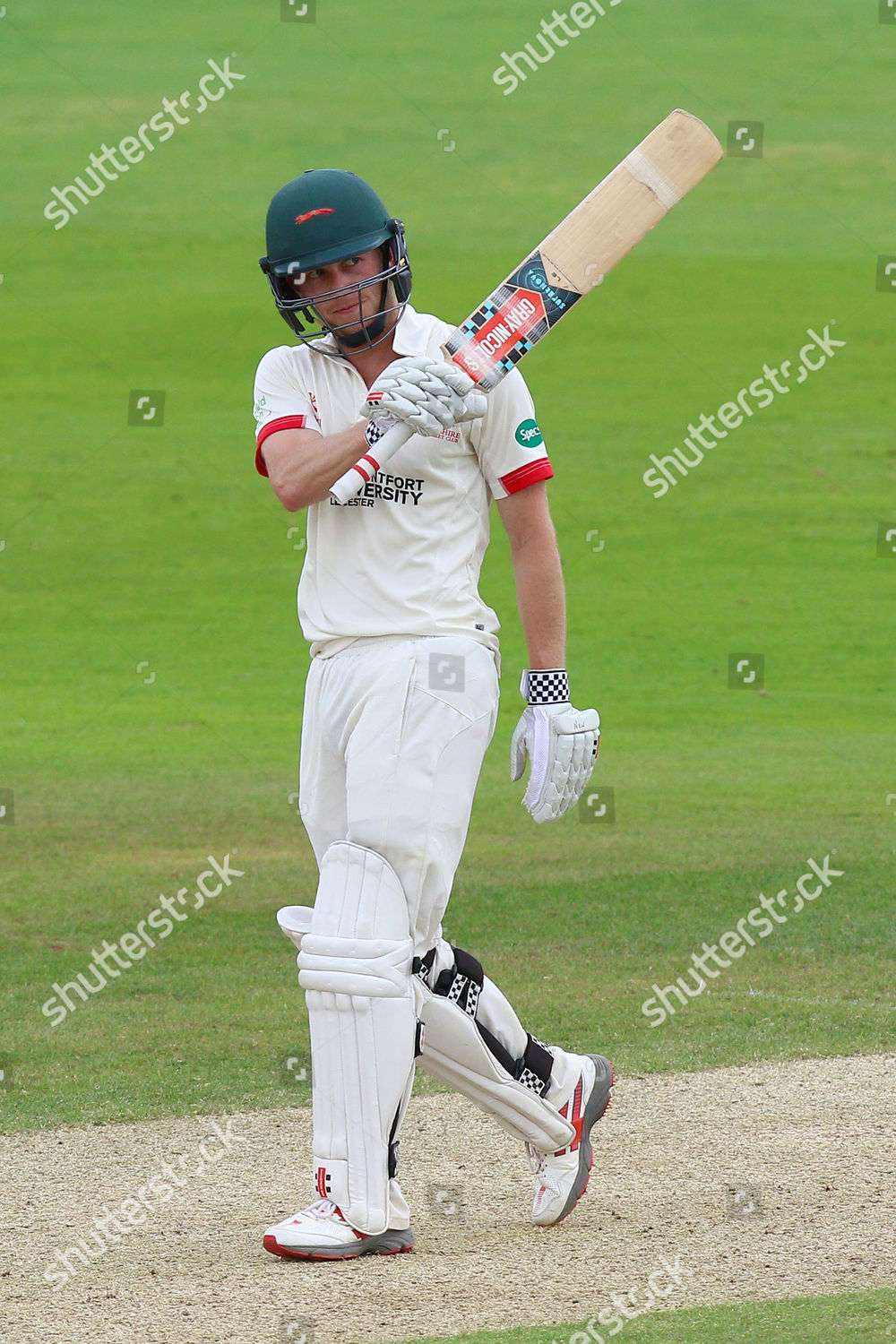 Angus Robson Leicestershire Celebrates Scoring Halfcentury Editorial ...