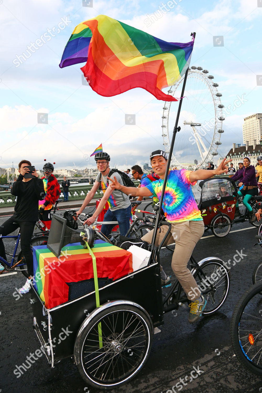 Cyclists Rainbow Flags Join Ride Pride Editorial Stock Photo - Stock ...