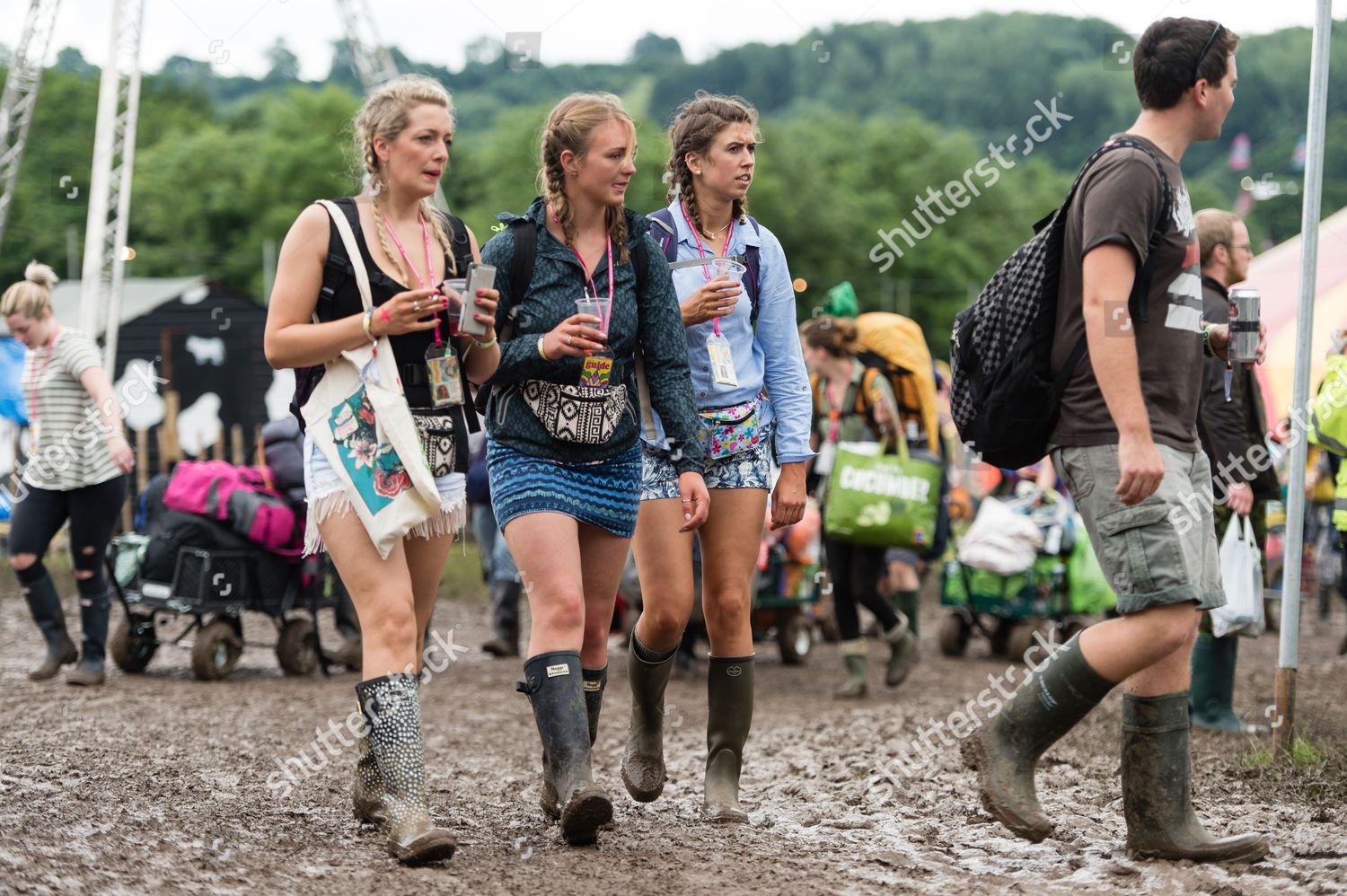 Festival Goers Arrive On First Day Editorial Stock Photo - Stock Image ...
