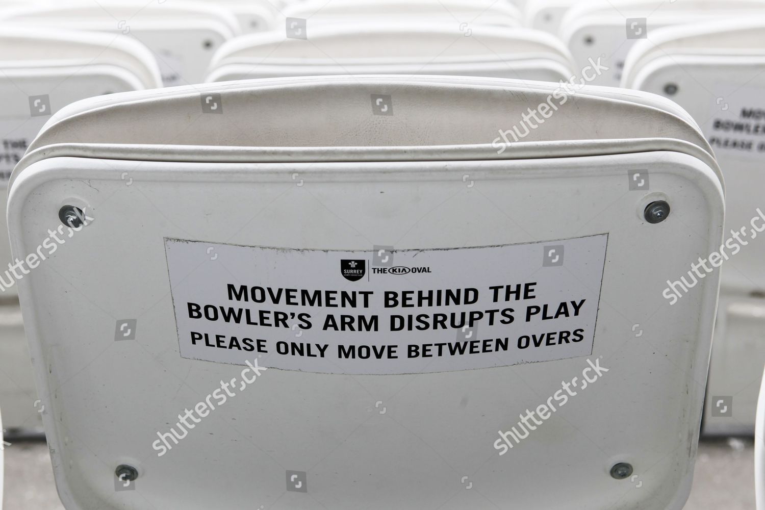 Warning Sign On Back Spectators Chair Editorial Stock Photo - Stock ...