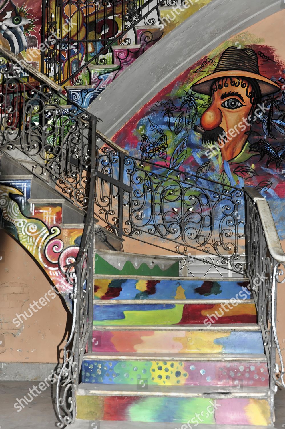 Colourfully Painted Stairs House Entrance Graffiti Editorial Stock ...