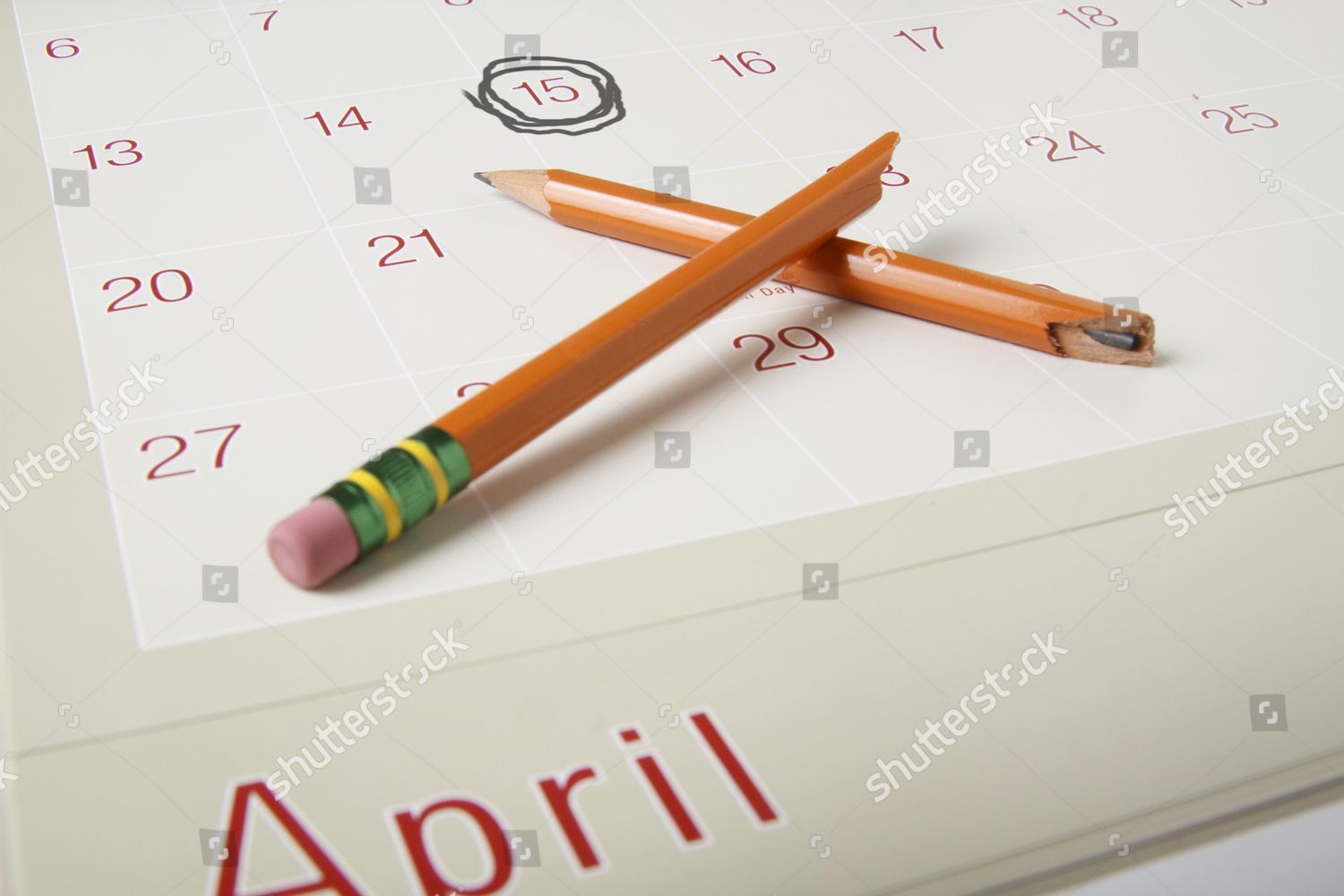 Calendar Showing April 15th Circled Broken Editorial Stock Photo ...