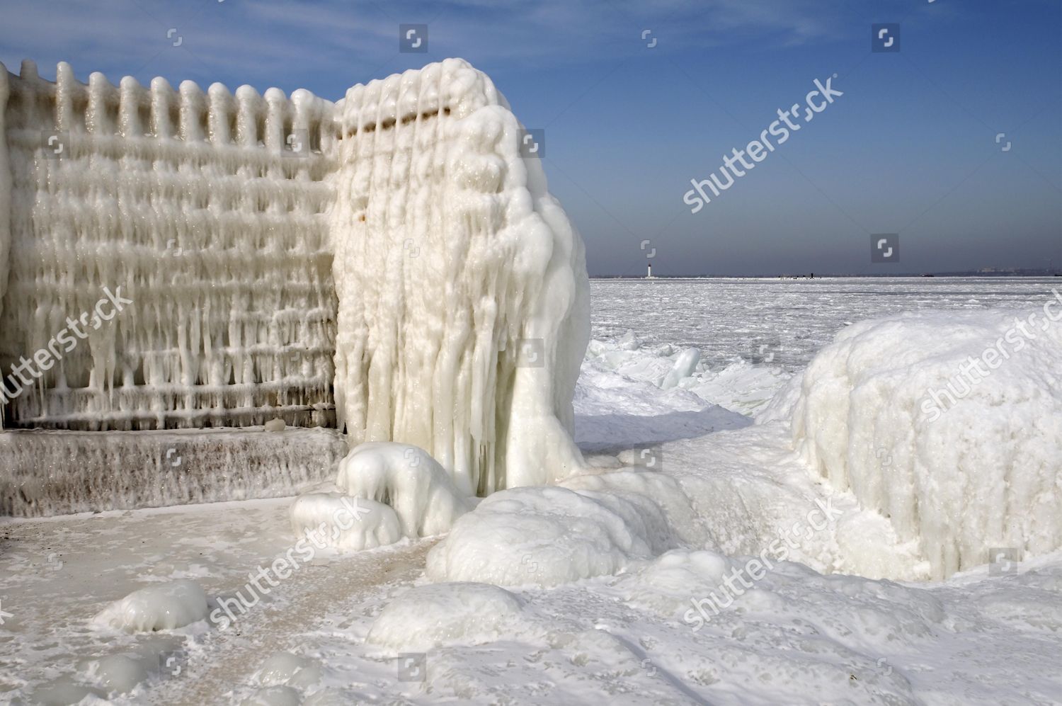 Icy Pier Frozen Black Sea Rare Editorial Stock Photo - Stock Image ...