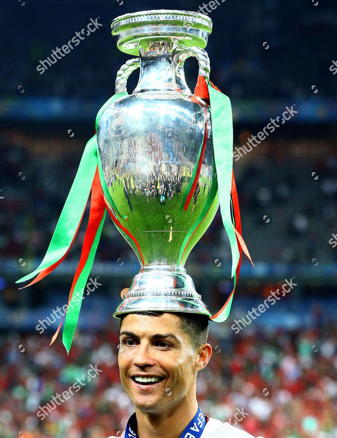 Cristiano Ronaldo Portugal Celebrates Trophy On Editorial Stock Photo ...