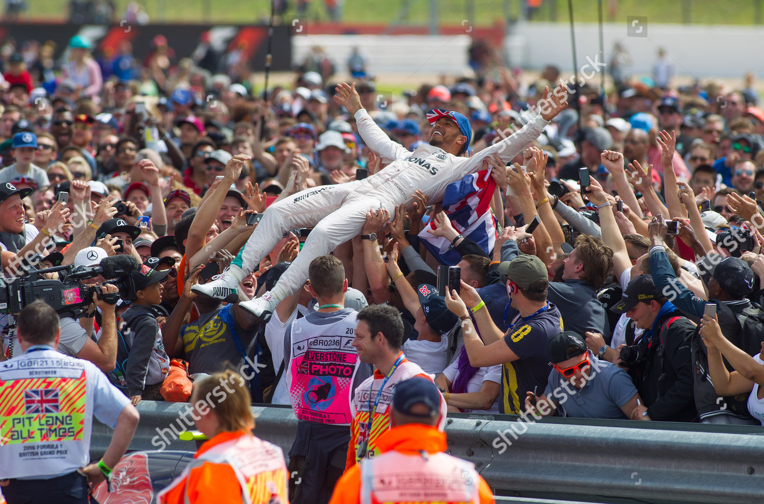 Lewis Hamilton Crowd Surfing After Winning Editorial Stock Photo ...