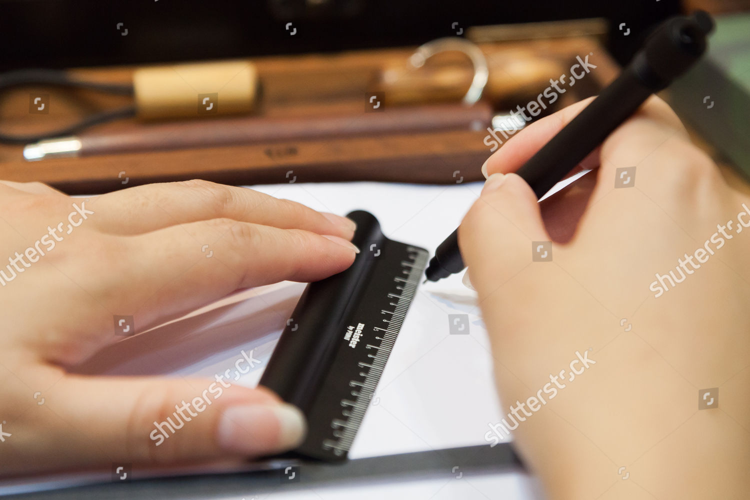 Exhibitor Gives Demonstration Pen Ruler Editorial Stock Photo - Stock ...