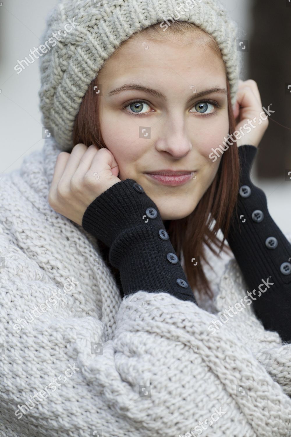 Model Released Young Woman Wearing Cardigan Editorial Stock Photo ...