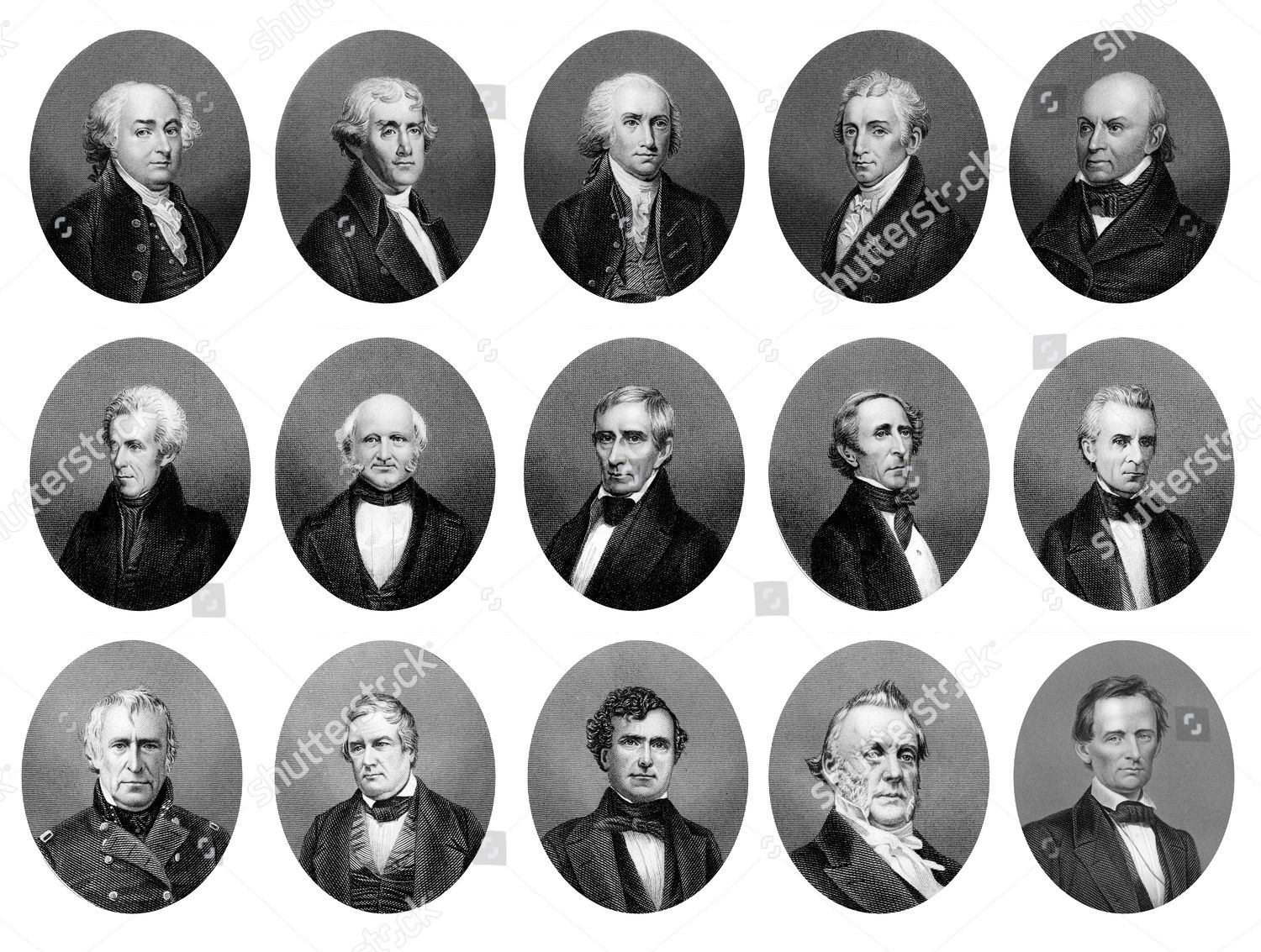 Copper Engraving 19th Century Portraits Presidents Editorial Stock ...