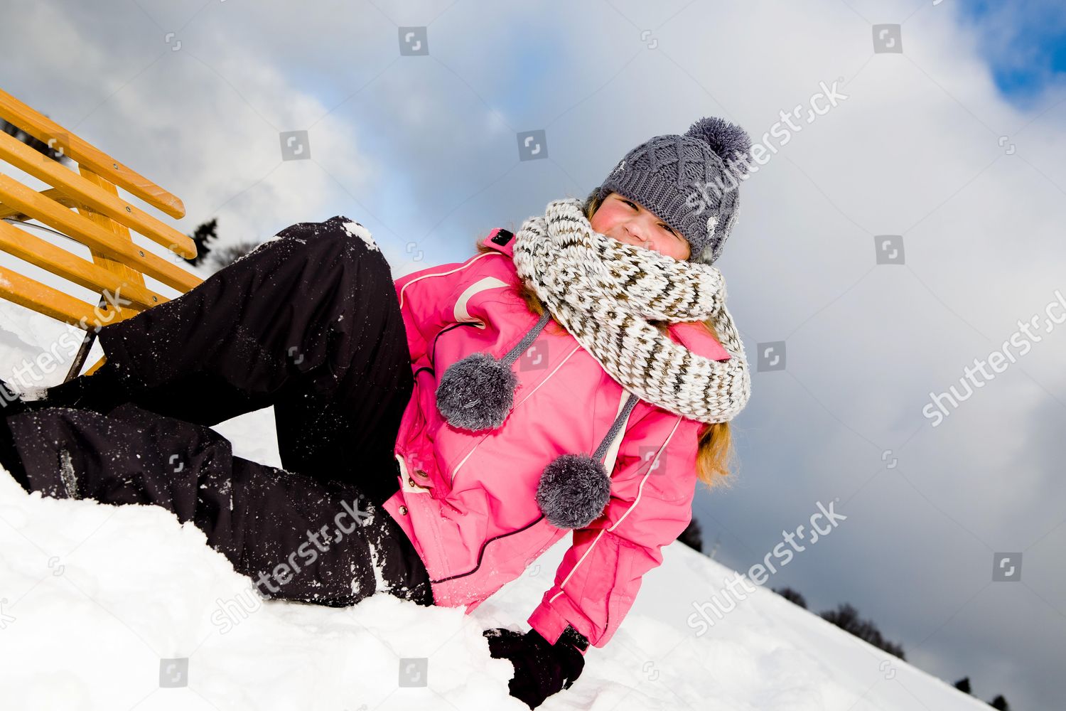 Model Released Girls Sledge Editorial Stock Photo - Stock Image ...