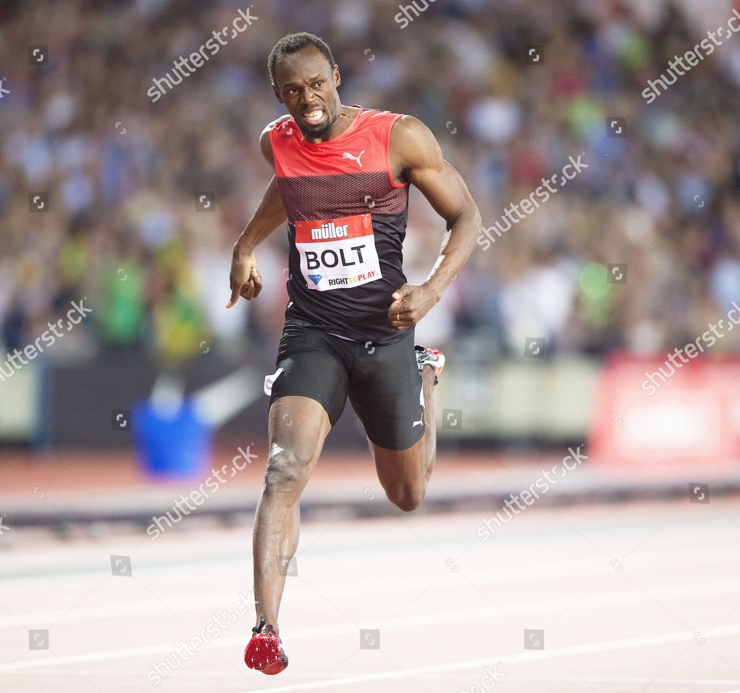 Usain Bolt Action Crossing Finish Line Editorial Stock Photo - Stock ...