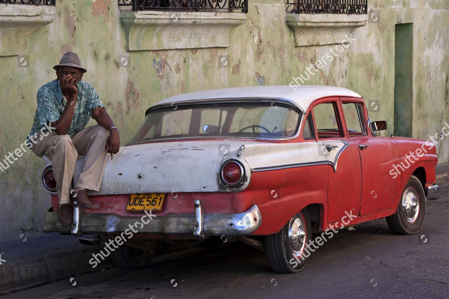 Cuban Taxi Driver Sitting On Vintage Editorial Stock Photo - Stock ...