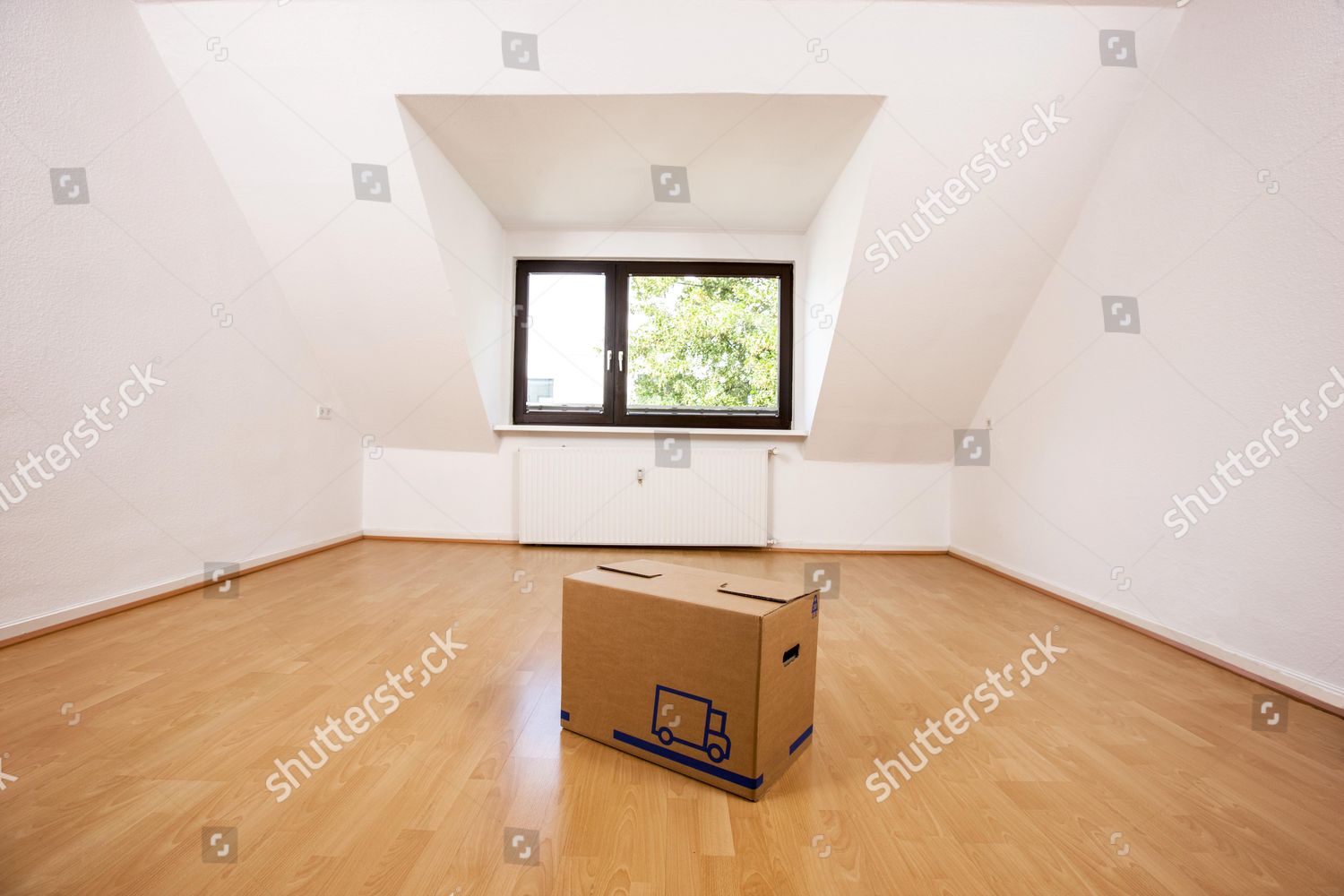 Moving Box On Floor Empty Room Editorial Stock Photo - Stock Image ...