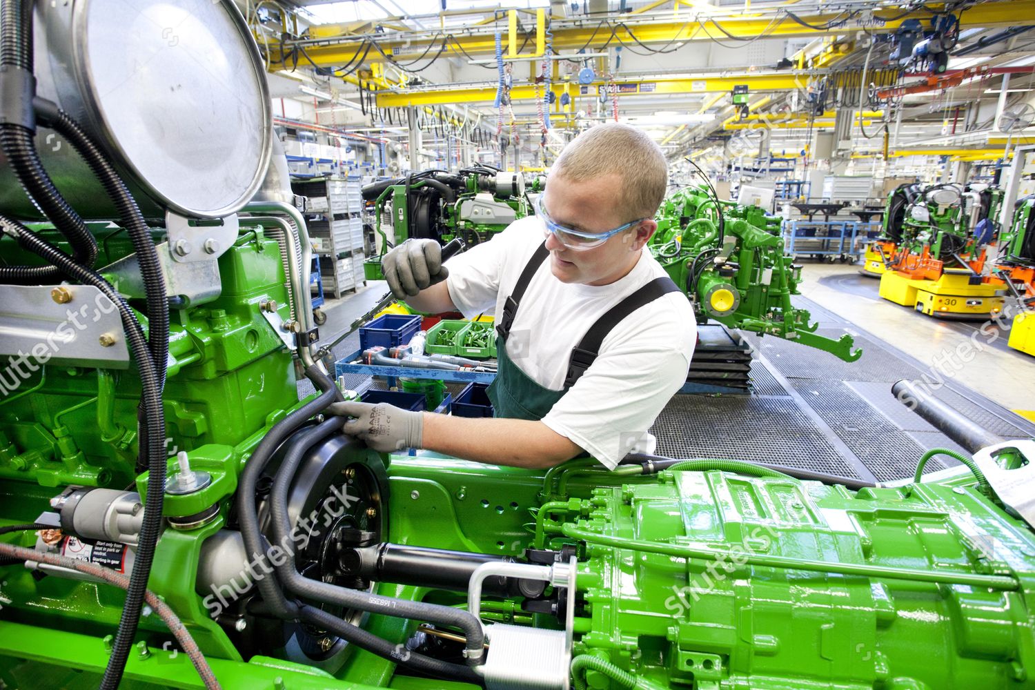 Worker Connecting Hoses Between Engine Gearbox Editorial Stock Photo ...