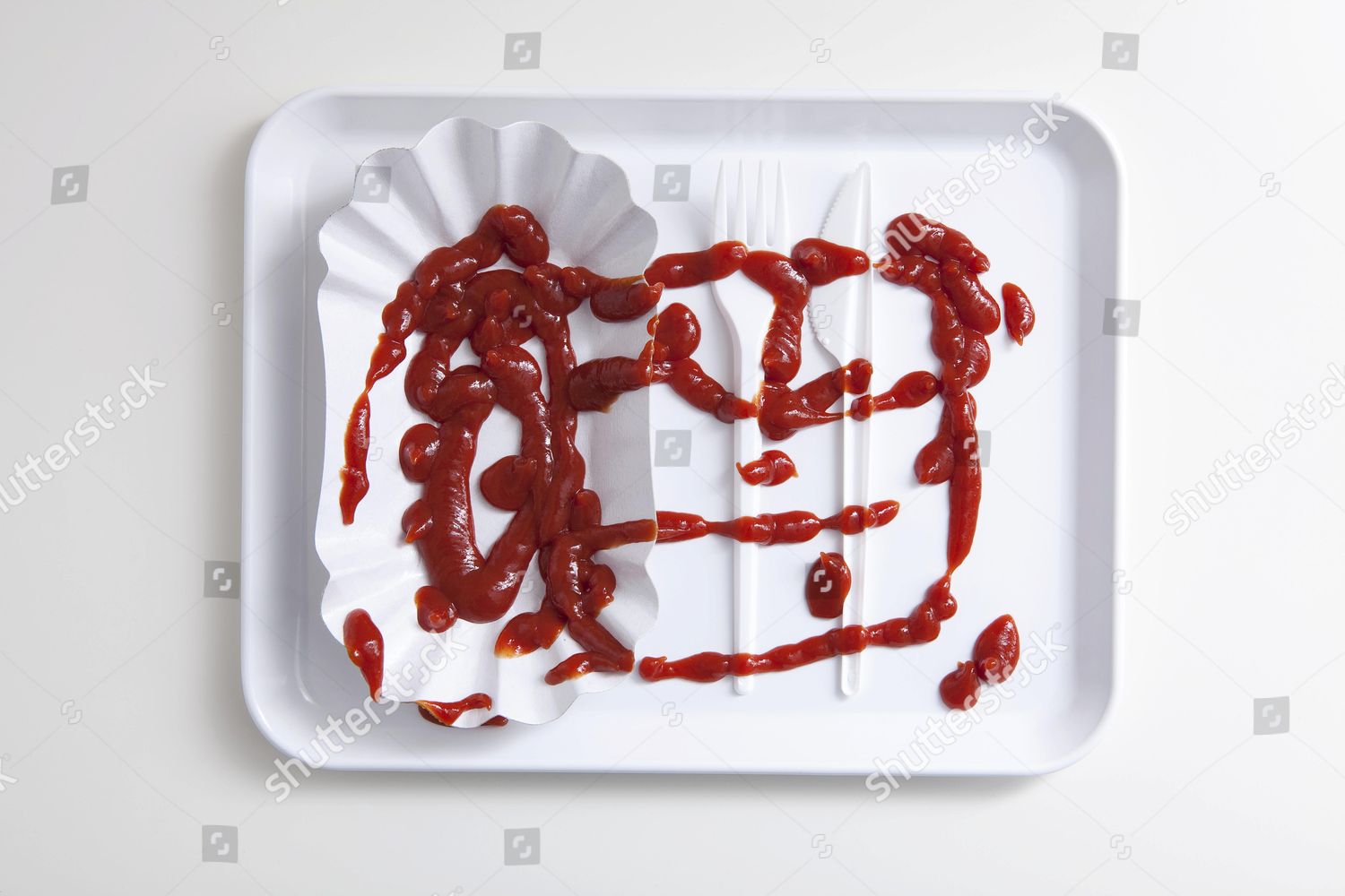 Spilled Ketchup On Takeaway Cutlery Paper Editorial Stock Photo - Stock ...