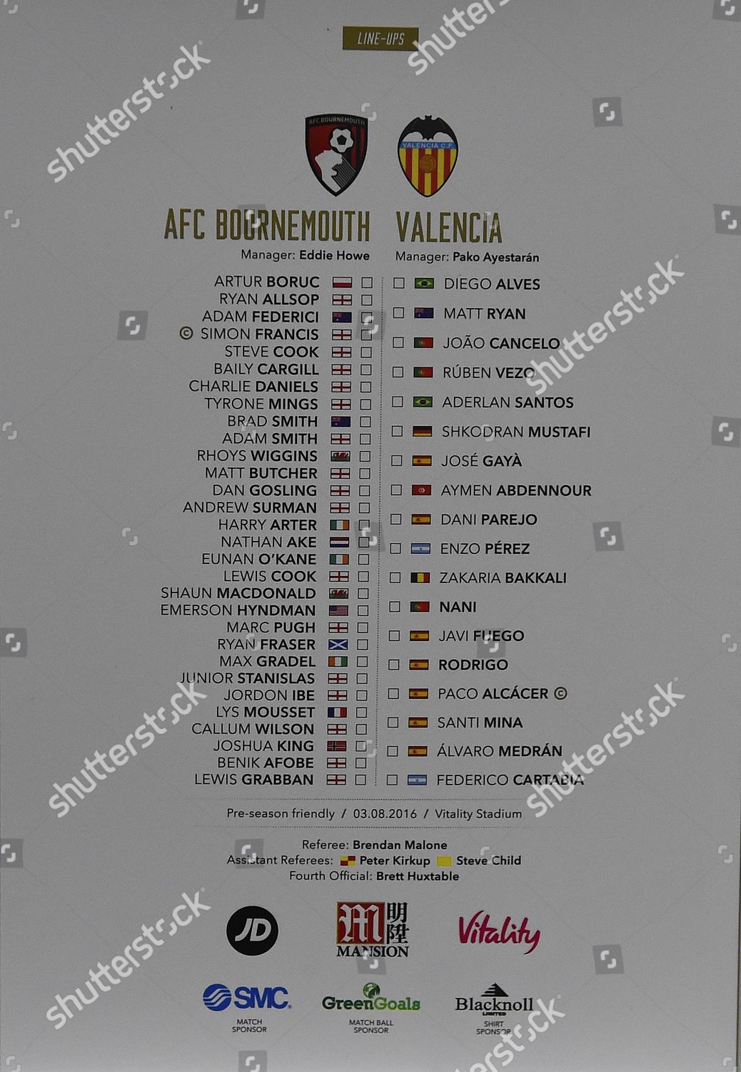 Teams On Back Match Programme During Editorial Stock Photo - Stock ...
