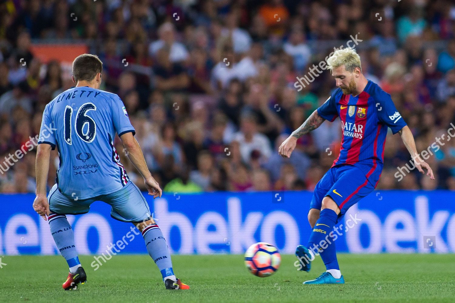 Leo Messi Shoots Ball During Fc Editorial Stock Photo - Stock Image ...