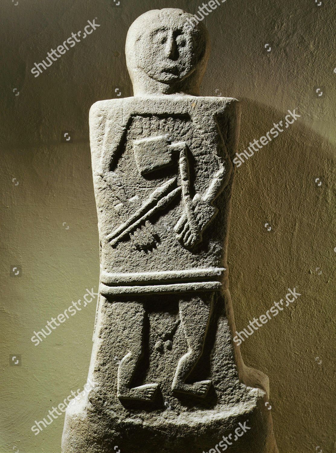 Stone Stele Anthropomorphic Figure Soldier Armed Editorial Stock Photo ...
