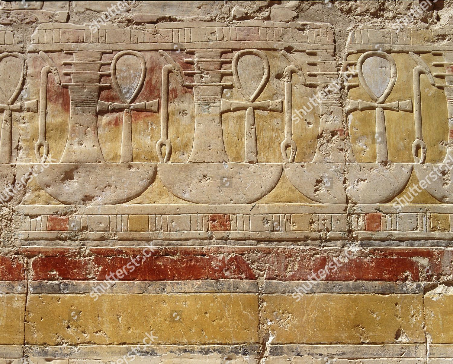 ANKHS DJED PILLARS PAINTED RELIEF FUNERARY Editorial Stock Photo ...