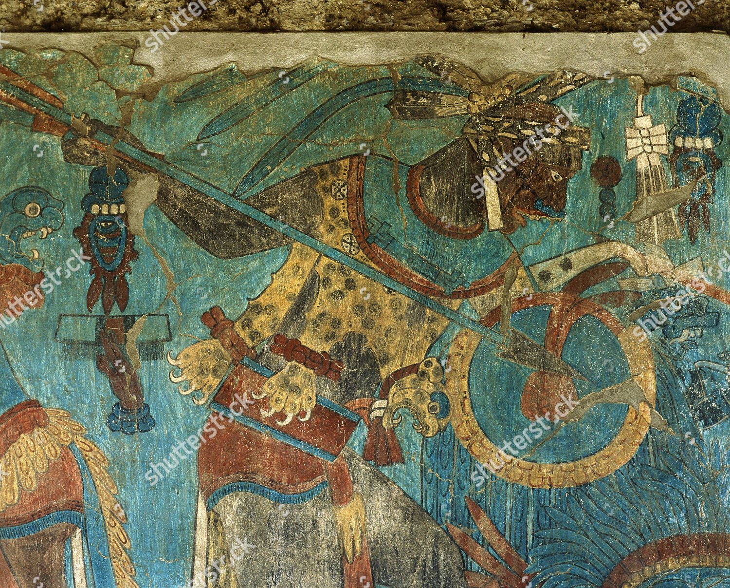 Mayan Warrior Battle Scene Fresco C Editorial Stock Photo - Stock Image ...