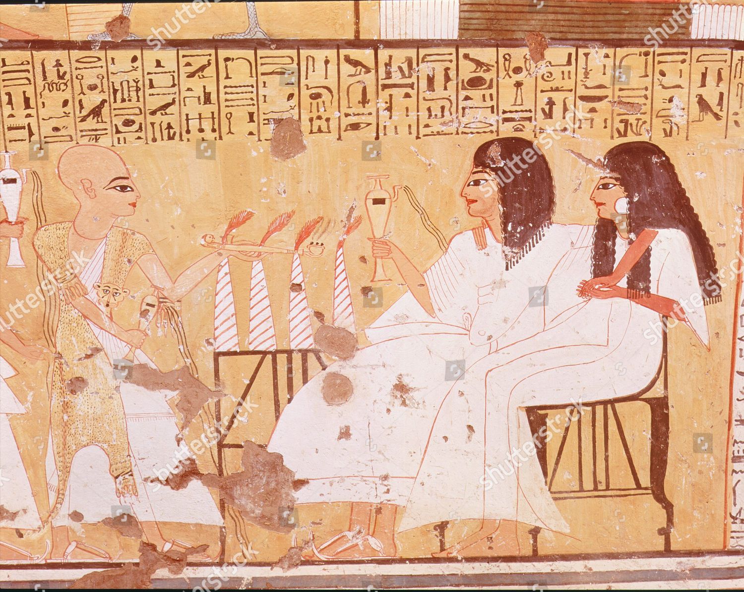 DECEASED POURING LIBATION HIS WIFE SEATED Editorial Stock Photo - Stock ...