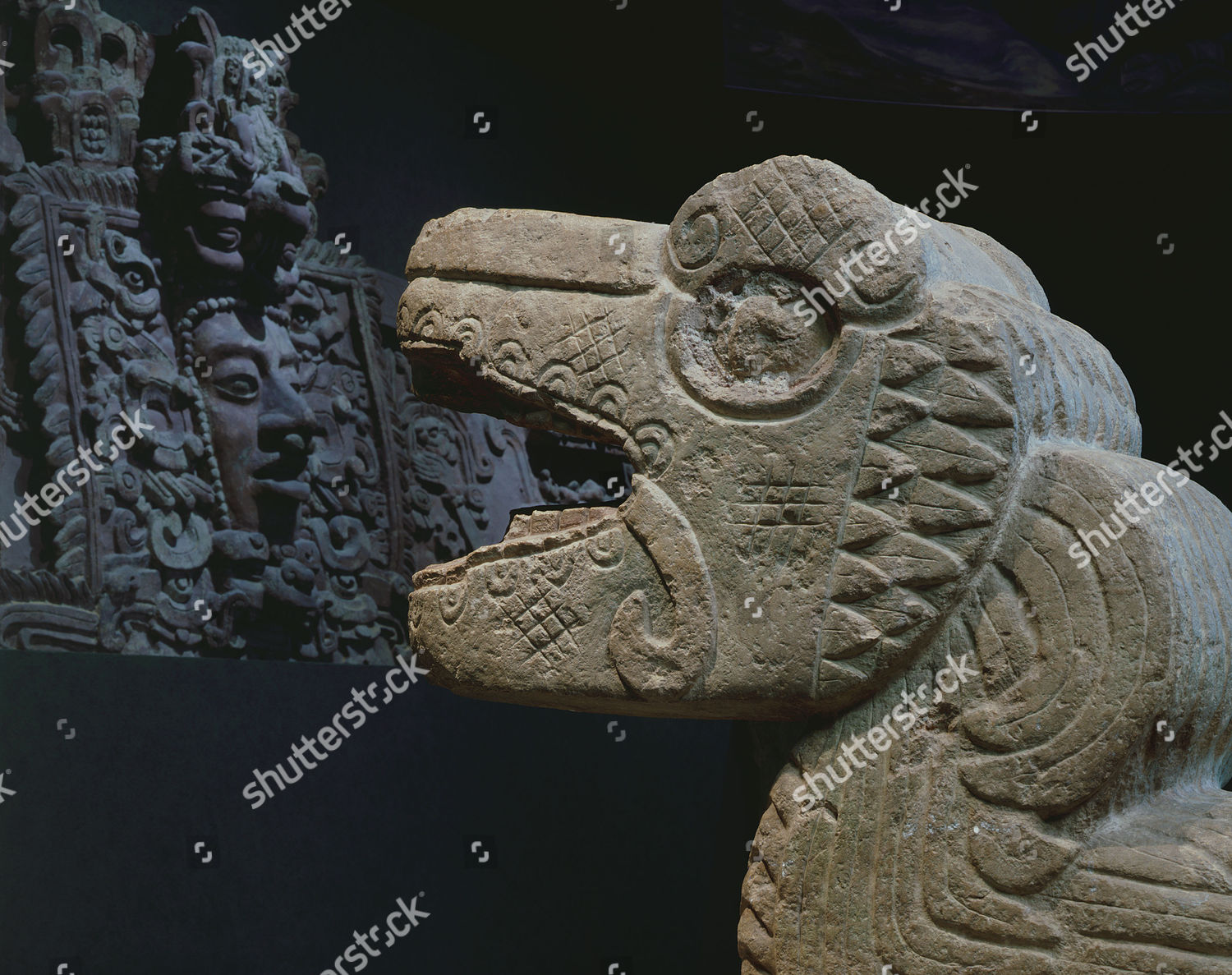 Quetzalcoatl Plumed Serpent God Stone Sculpture Editorial Stock Photo ...