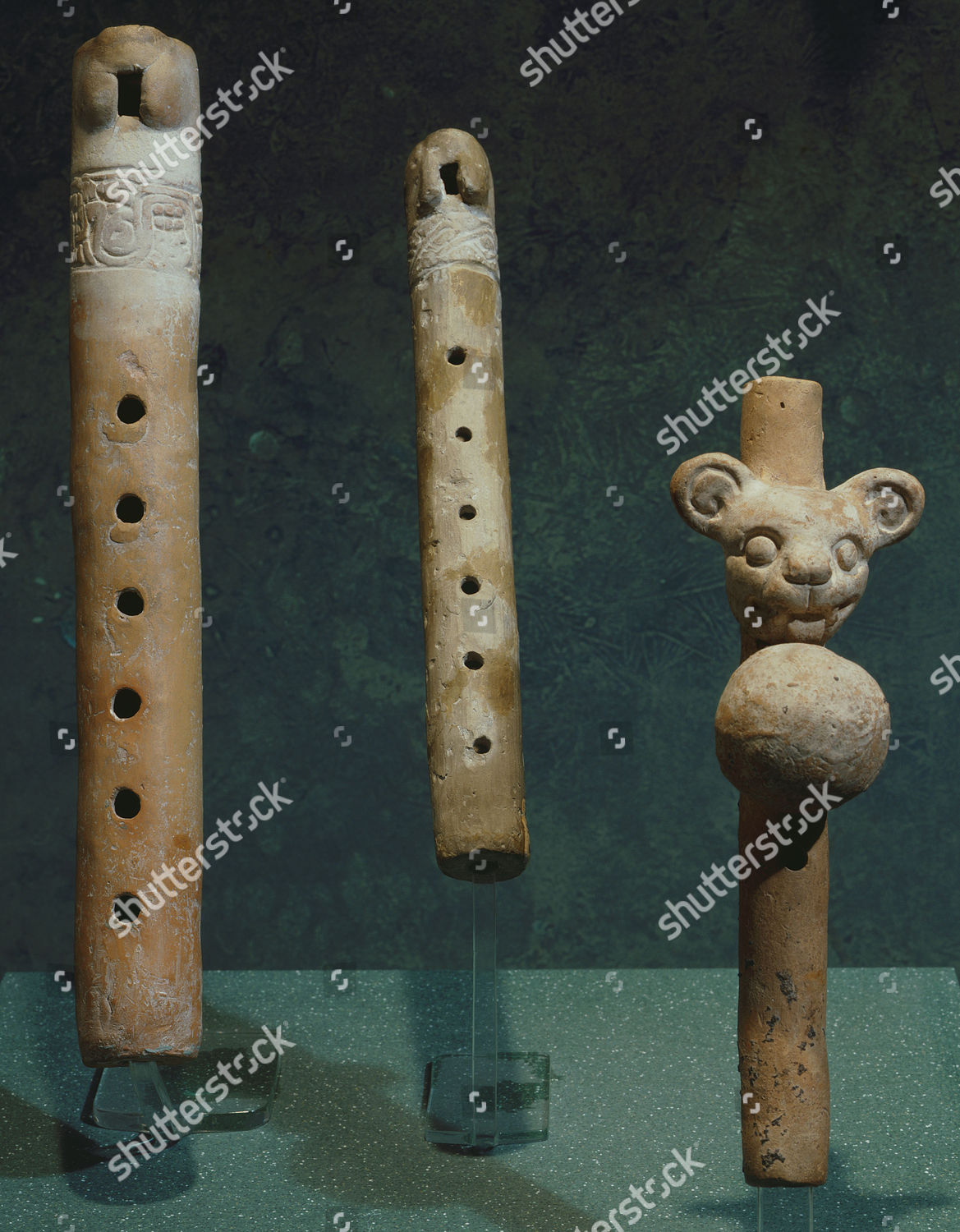 Three Terracotta Flutes Mayan Art Editorial Stock Photo - Stock Image ...
