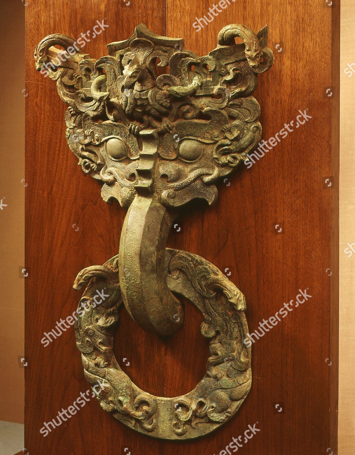 Monster Mask Pu Shou Ring Bronze Editorial Stock Photo - Stock Image ...