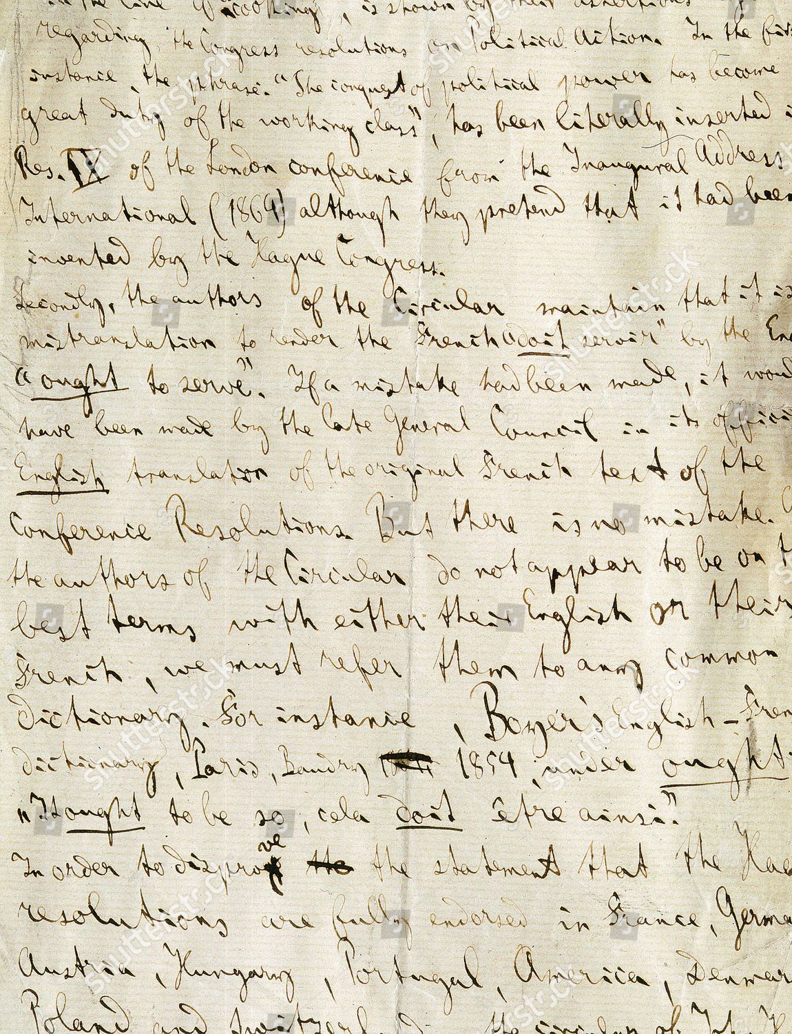 Autograph Manuscript By Karl Marx Political Editorial Stock Photo ...