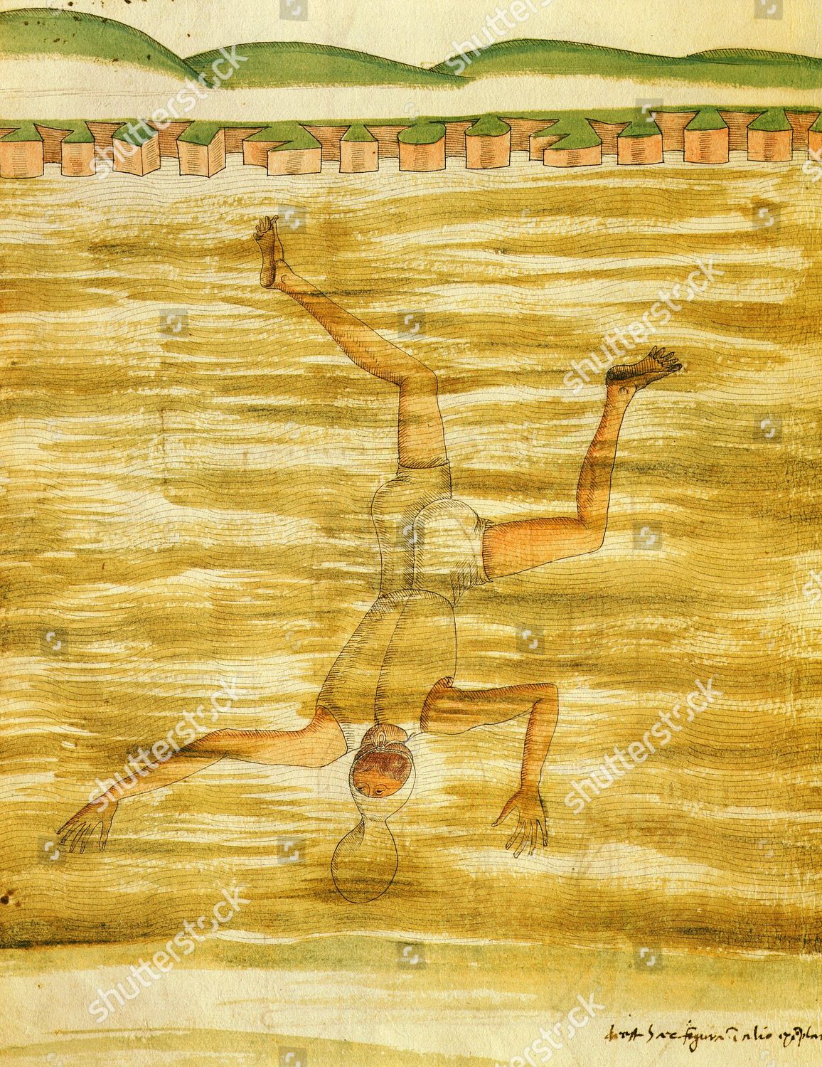 Swimmer Deep Water 17th Century Manuscript Editorial Stock Photo ...