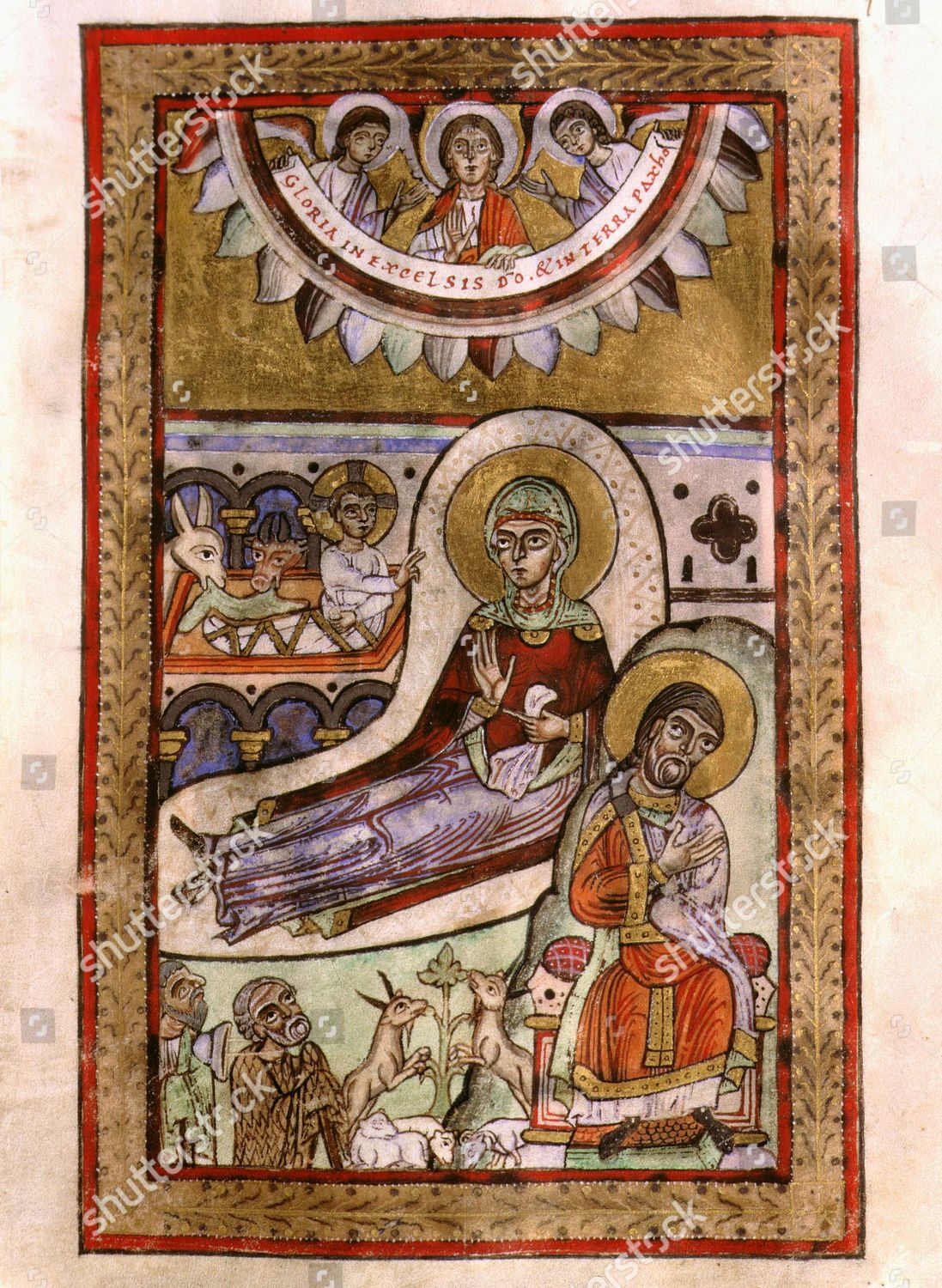 Nativity 12th Century Illuminated Manuscript Bible Editorial Stock ...