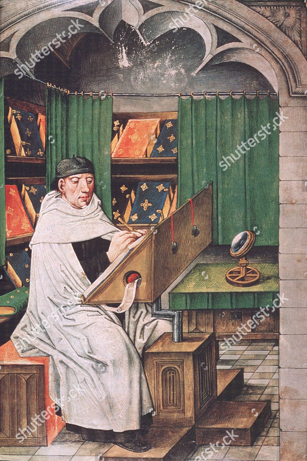 Monk Writing Scriptorium 15th Century Manuscript Editorial Stock Photo ...