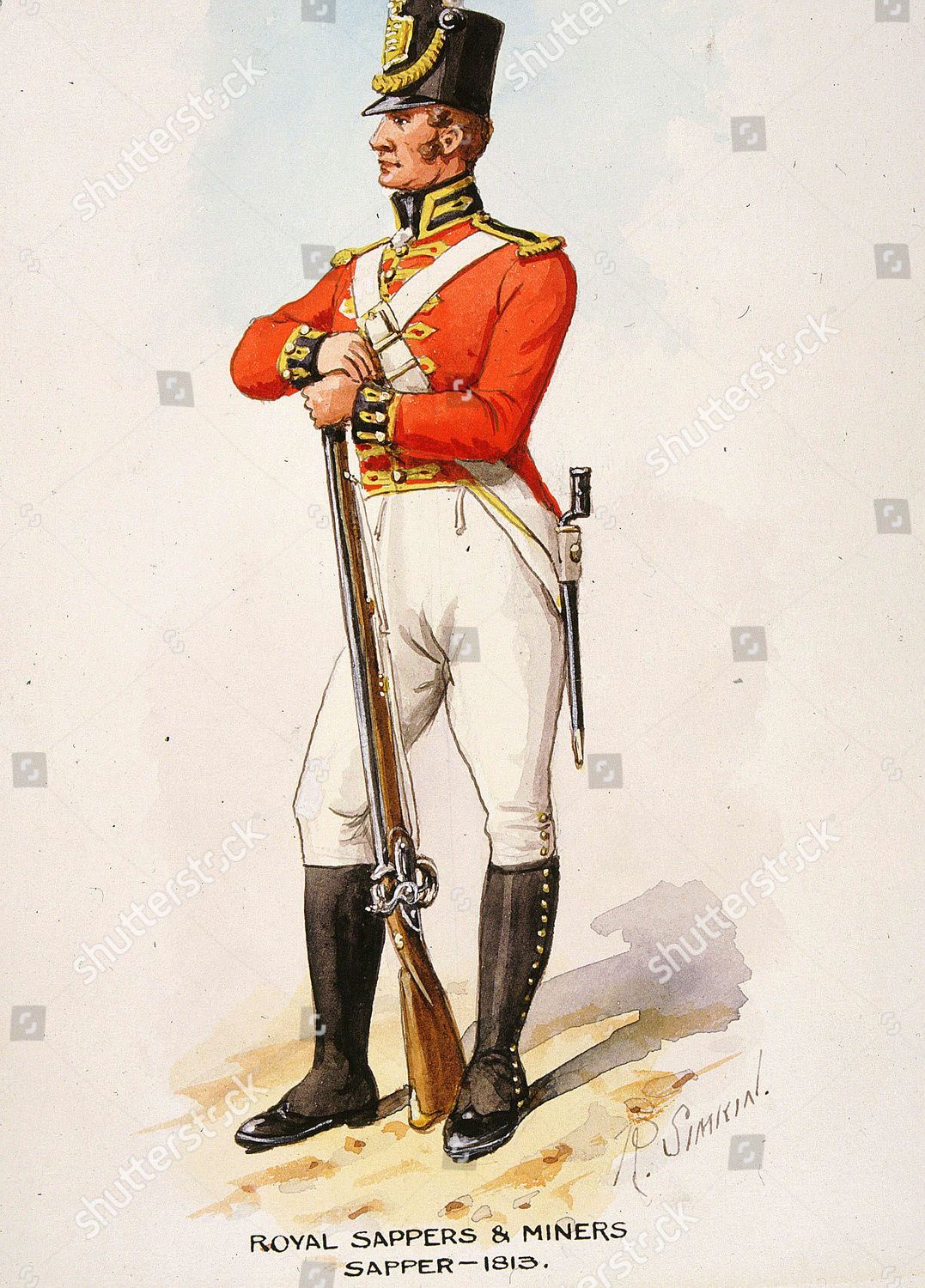 Sapper Royal Sappers Miners 1813 Watercolour Editorial Stock Photo ...
