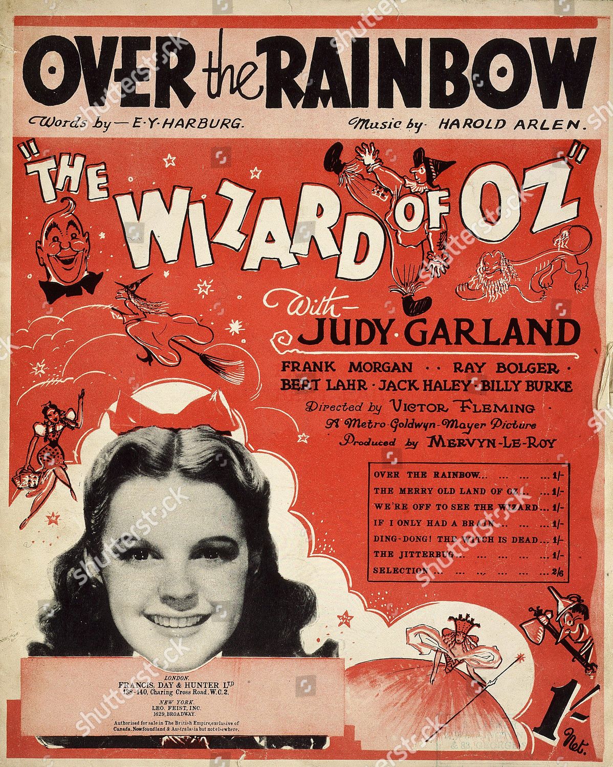 Sheet Music Over Rainbow Songs Wizard Editorial Stock Photo - Stock ...