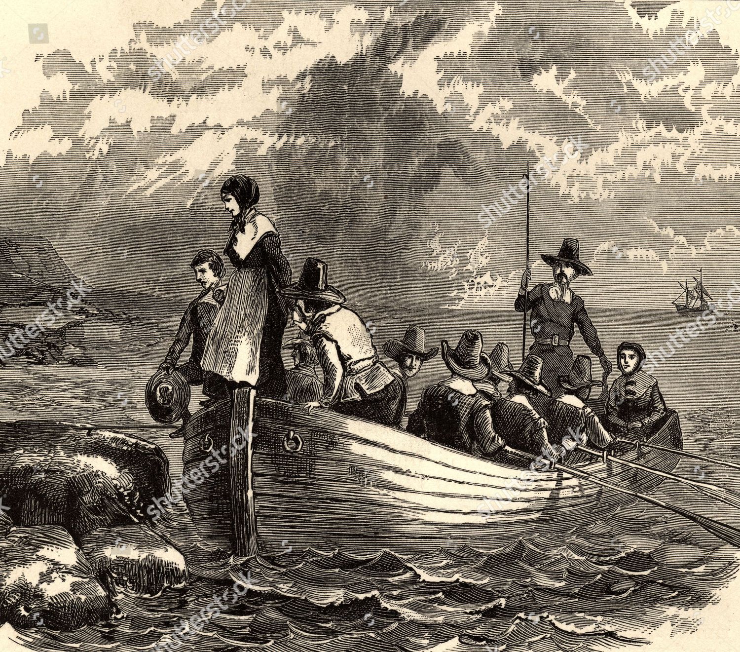 Landing John Alden Mary Chilton Mayflower Editorial Stock Photo - Stock ...