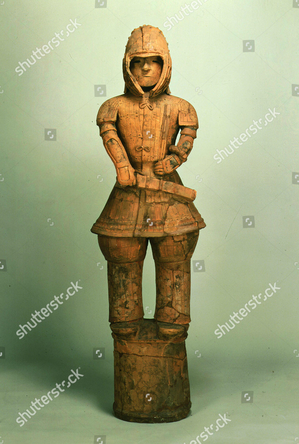 Japanese Clay Warrior Haniwa Cylinder Figure Editorial Stock Photo ...