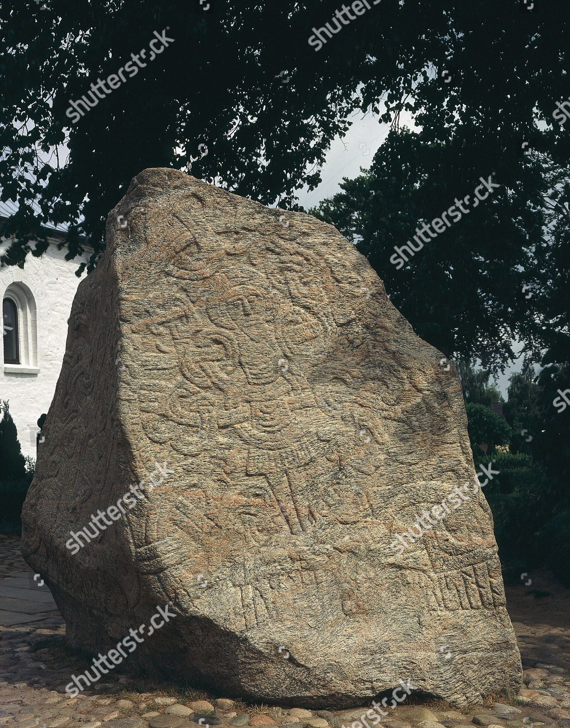 Christ On Cross Relief Runic Stone Editorial Stock Photo - Stock Image ...