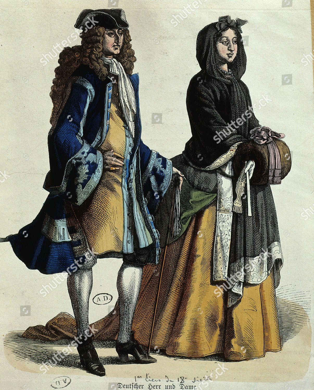 German Man Woman Between 16701720 Engraving Editorial Stock Photo ...