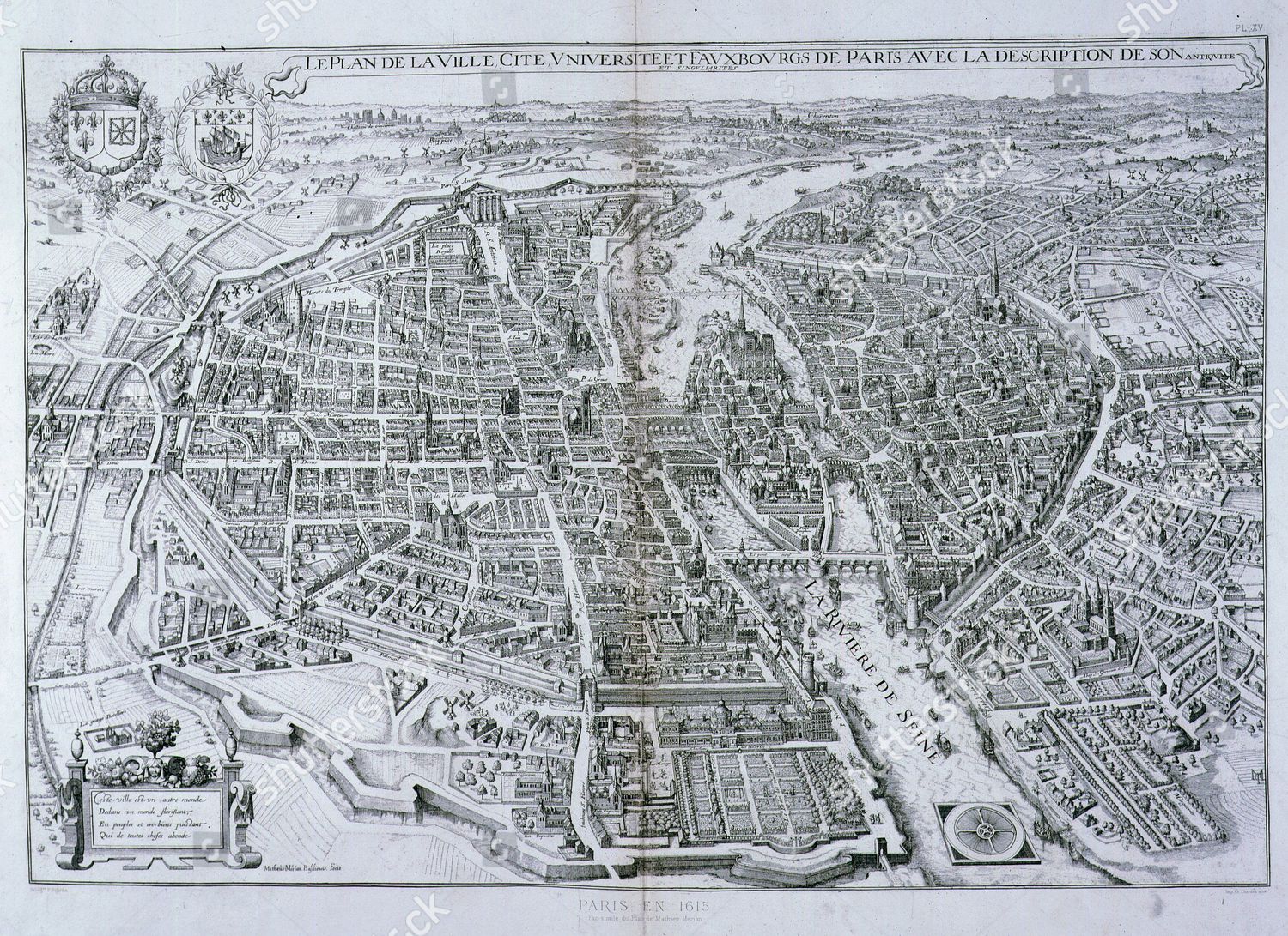 Map Paris France 1615 Engraving By Editorial Stock Photo - Stock Image ...