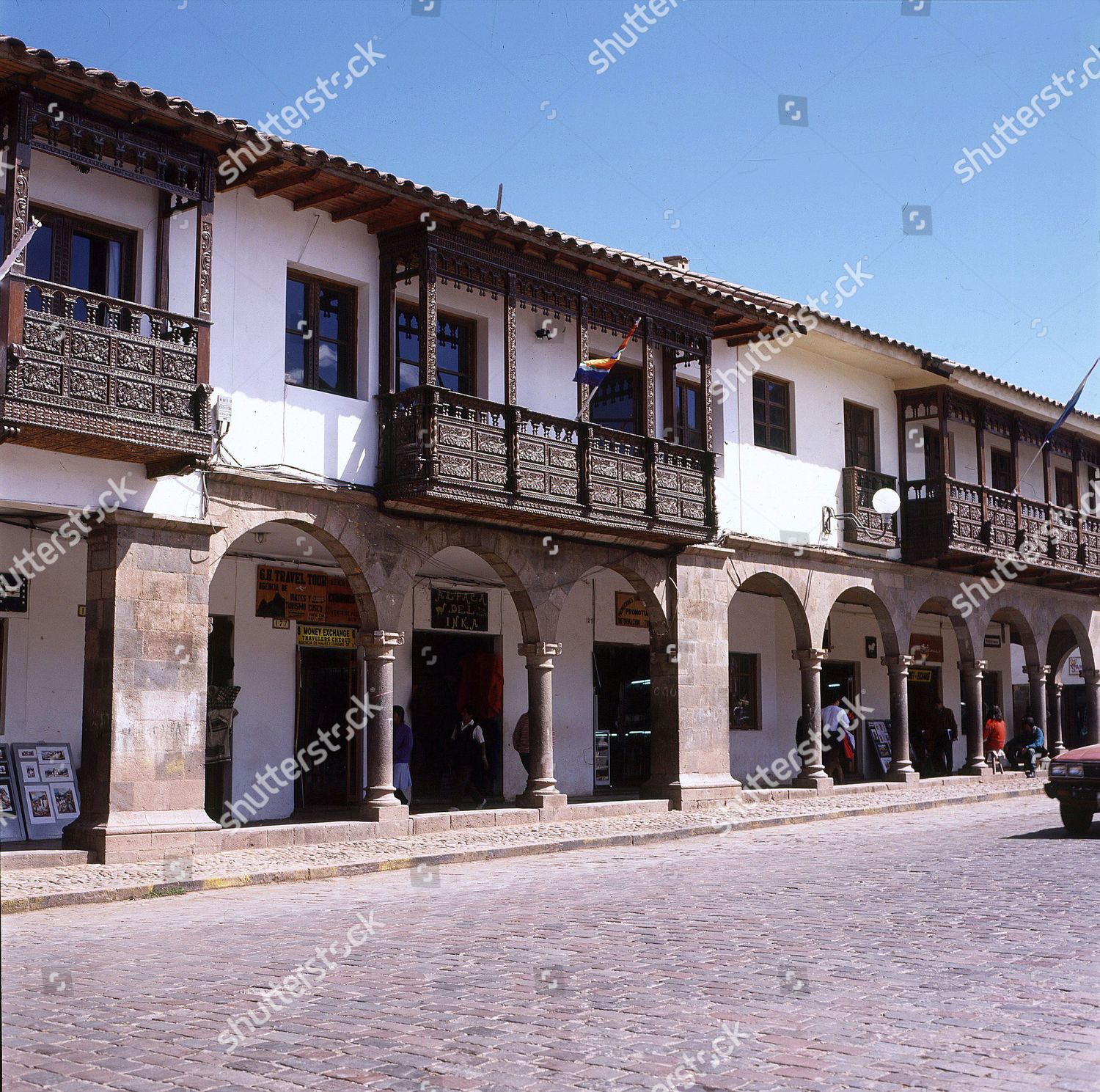 Peru Traditional Houses Carved Wooden Balconies Editorial Stock Photo ...