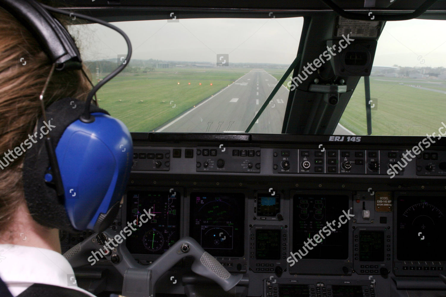 Captain Helen Kjellin Cockpit Embraer 145 Editorial Stock Photo - Stock ...