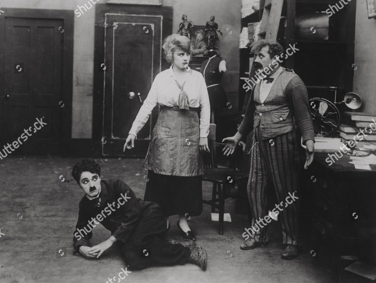 Charlie Chaplin Edna Purviance Henry Bergman Editorial Stock Photo ...