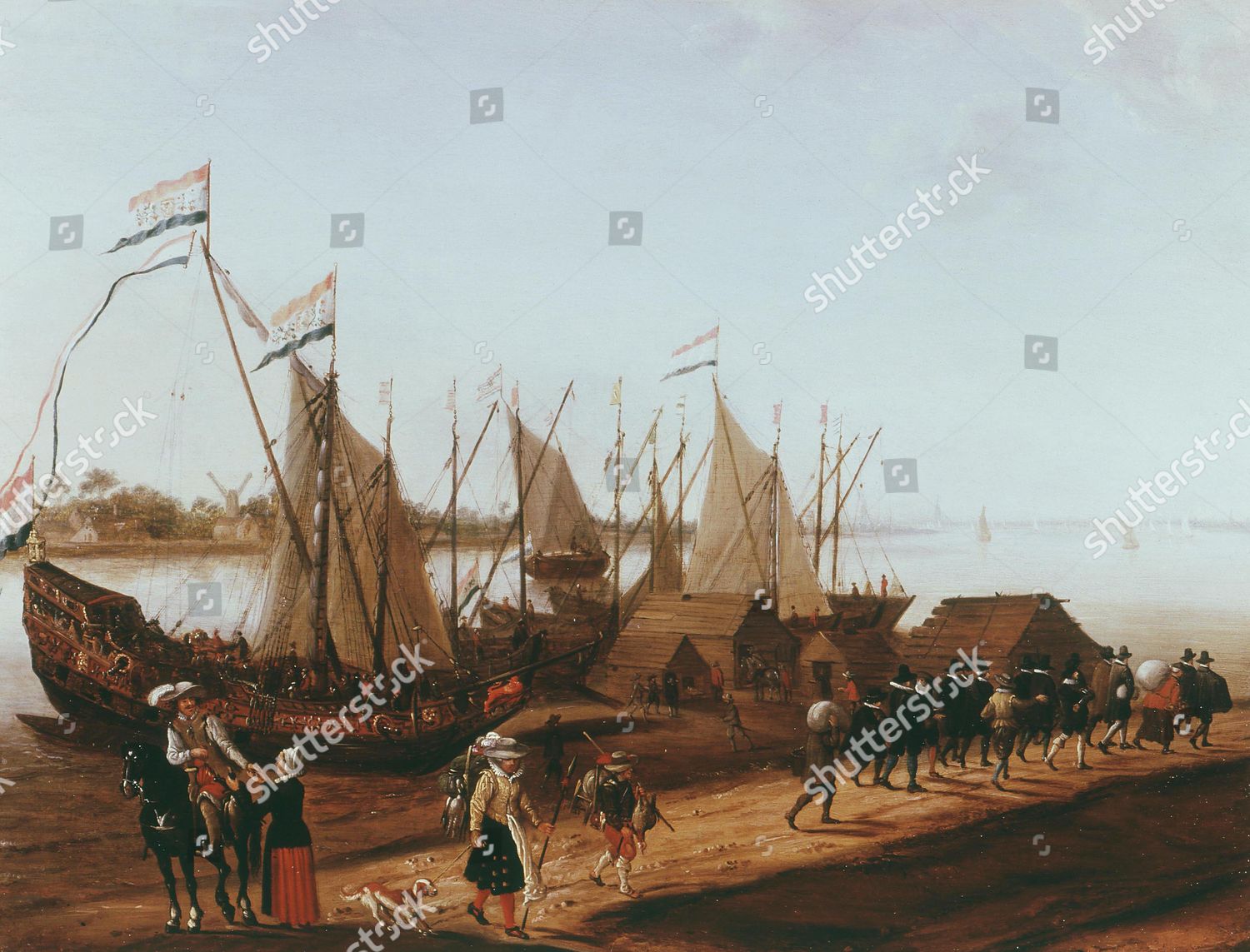 Departure Puritans Delft Harbour Join Mayflower Editorial Stock Photo ...