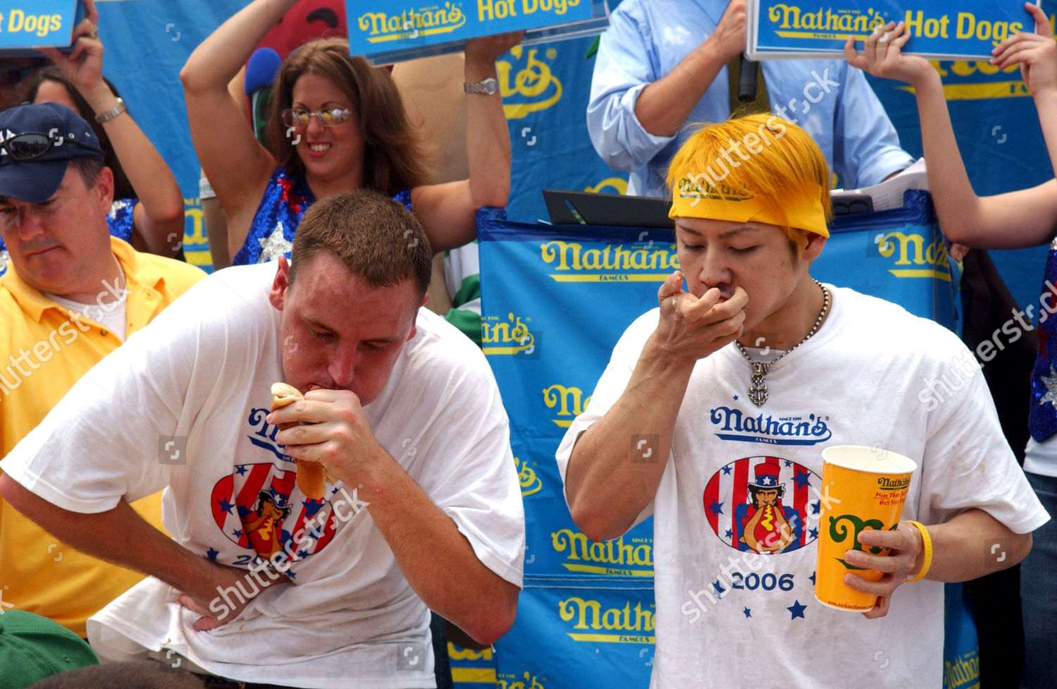 Competitive Eaters Joey Chestnut Takeru Kobayashi Editorial Stock Photo ...
