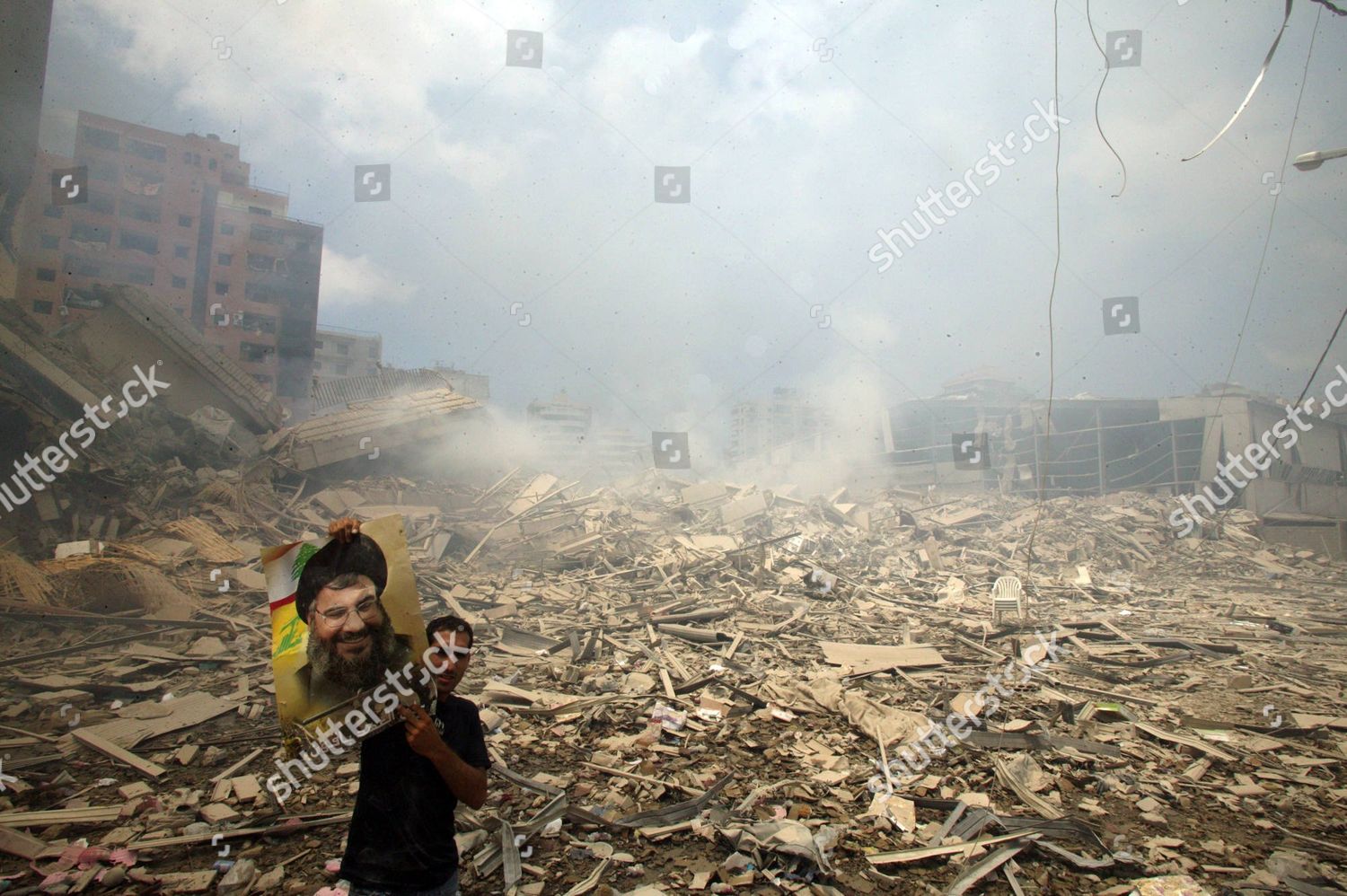 Lebanese Man Holding Poster Hezbollah Leader Editorial Stock Photo ...