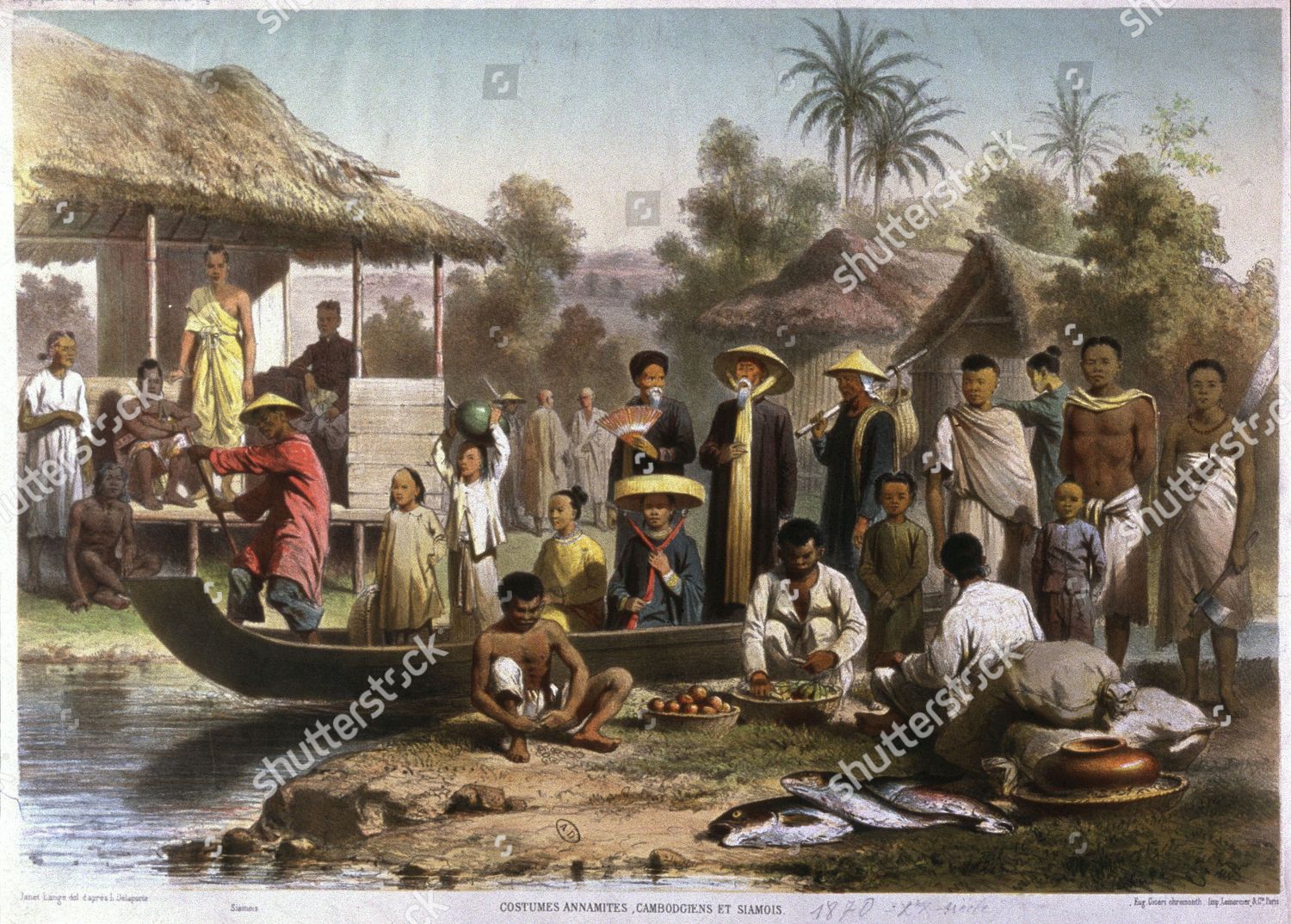 Annamite Costumes French Indochina Vietnam Cambodia Editorial Stock ...