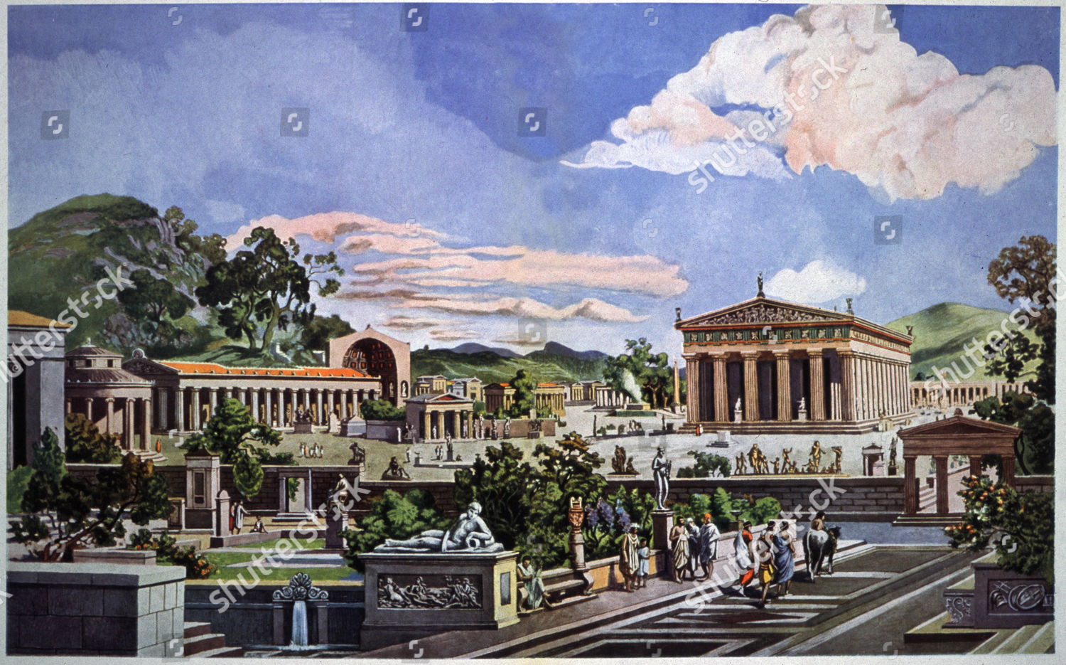 Geography Ancient Greece View Olympia Illustration Editorial Stock ...