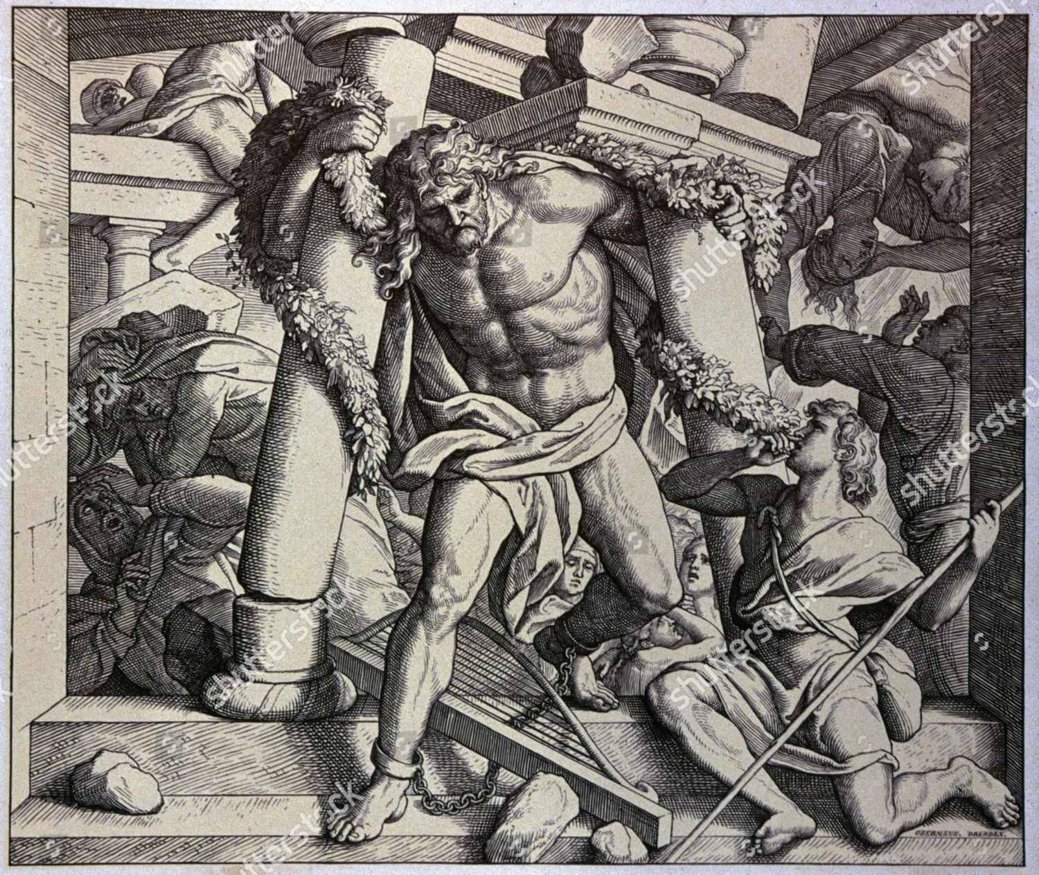Samson Prisoner Philistines Destroys Temple Dagon Editorial Stock Photo ...