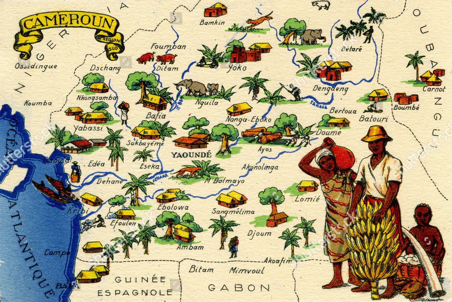 Cameroon Illustration Series On French Colonial Editorial Stock Photo ...