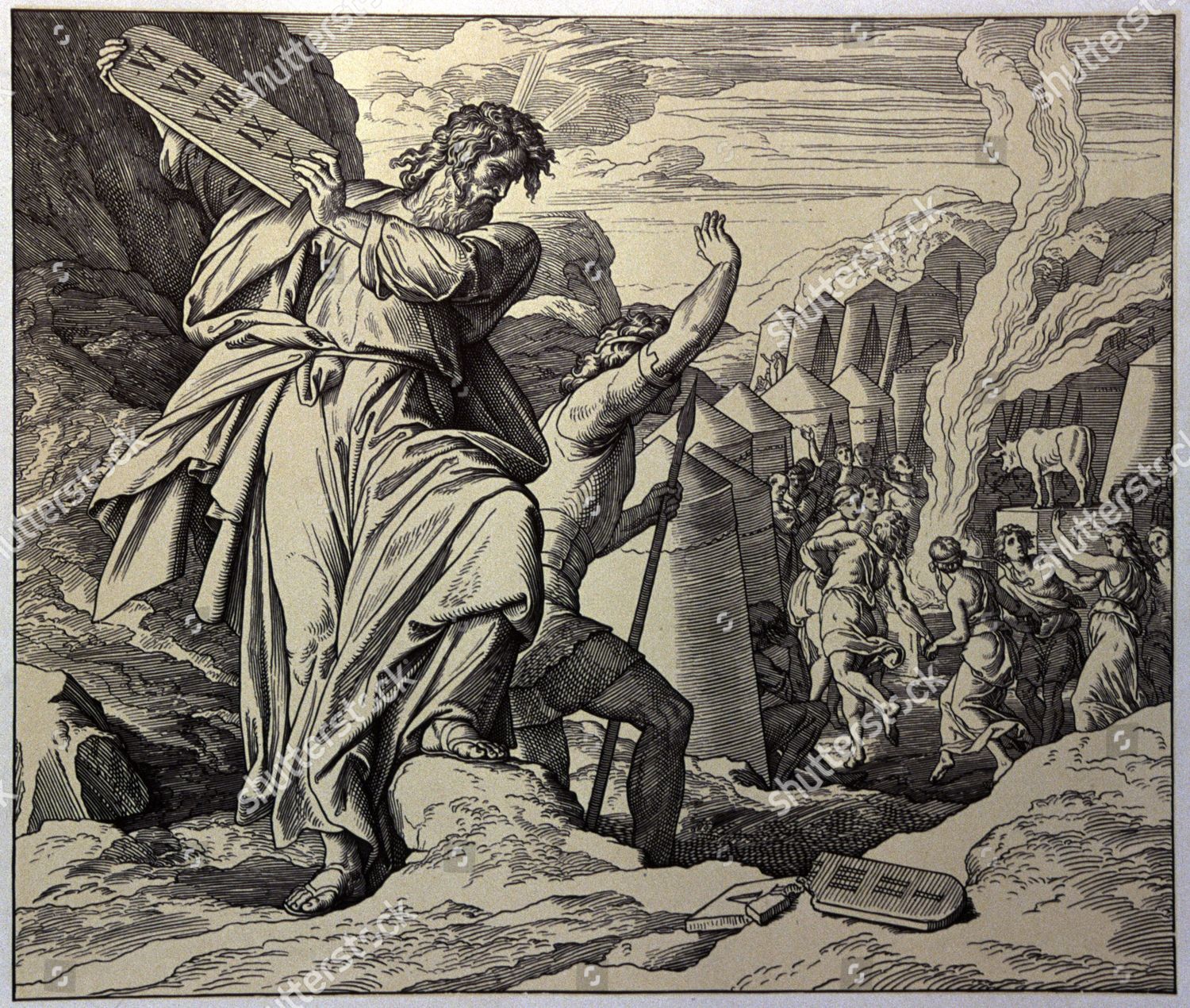 Moses Smash Tablets Stone When He Editorial Stock Photo - Stock Image ...