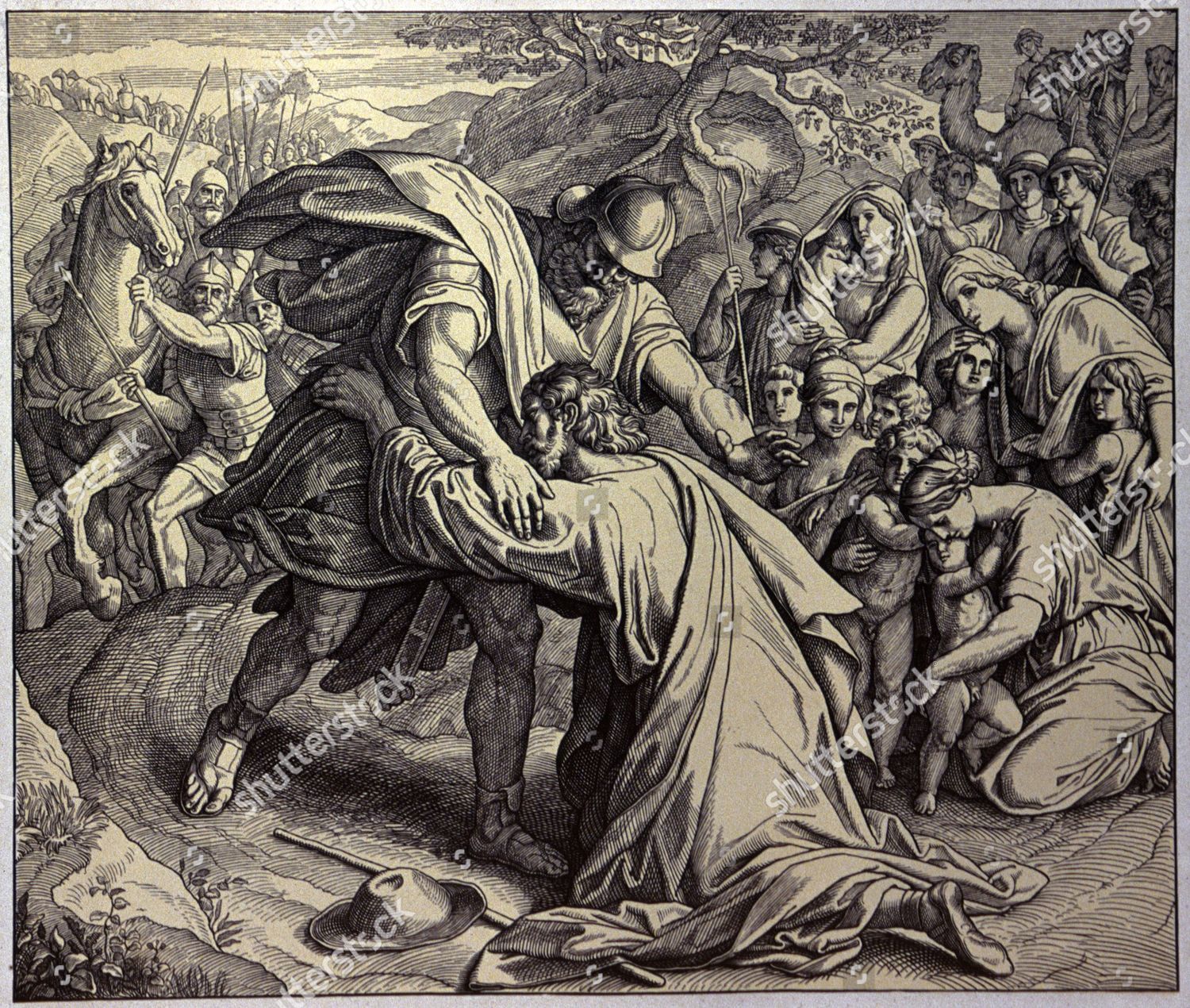 Reconciliation Jacob His Brother Esau Engraving Editorial Stock Photo ...